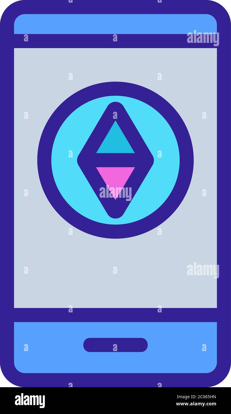 compass on smartphone display icon vector outline illustration Stock ...