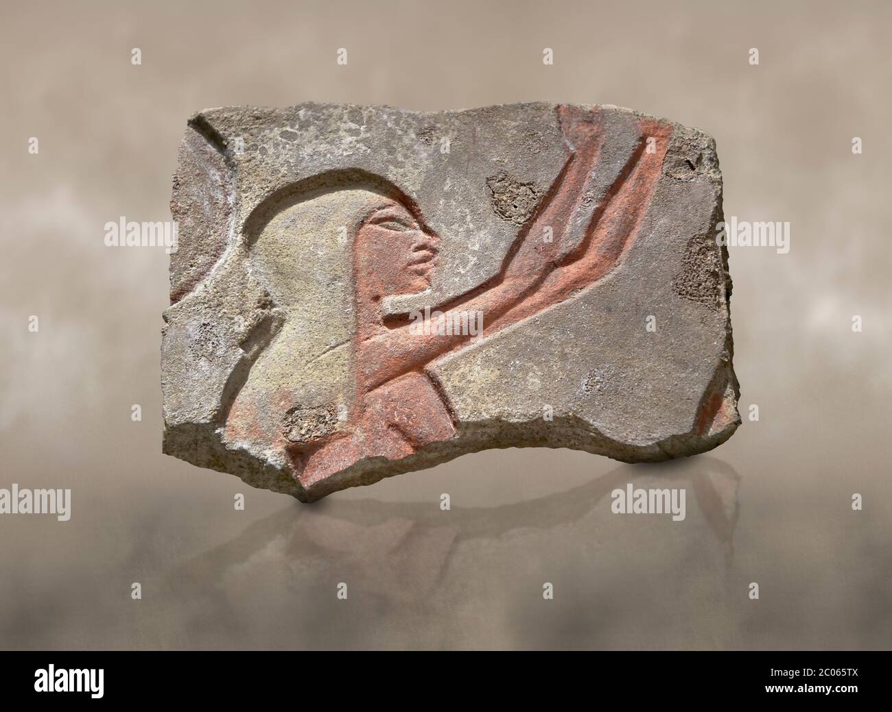 Ancient Egyptian Talatat block with a female worhiper of tambourine ...