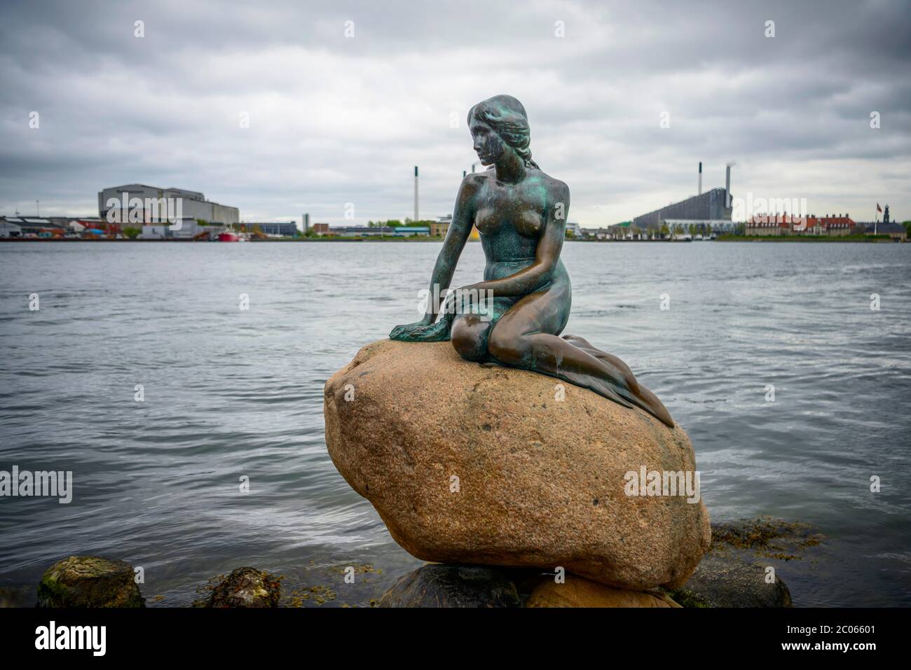 The Little Mermaid, landmark of Copenhagen, Port of Copenhagen, Denmark ...