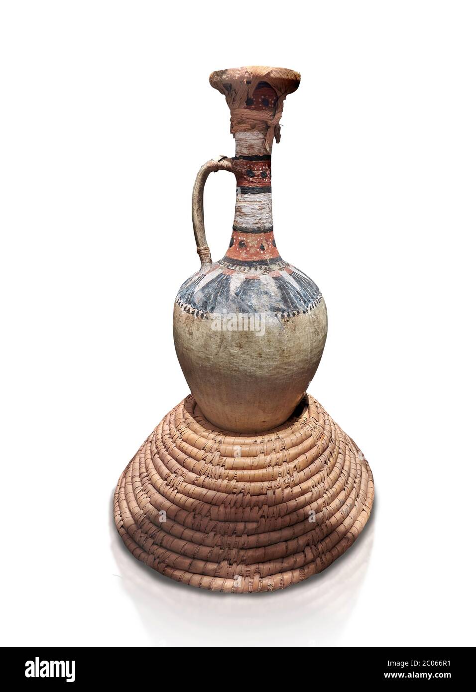 Ancient Egyptian sealed incised decorated jar and support with Kha's ...