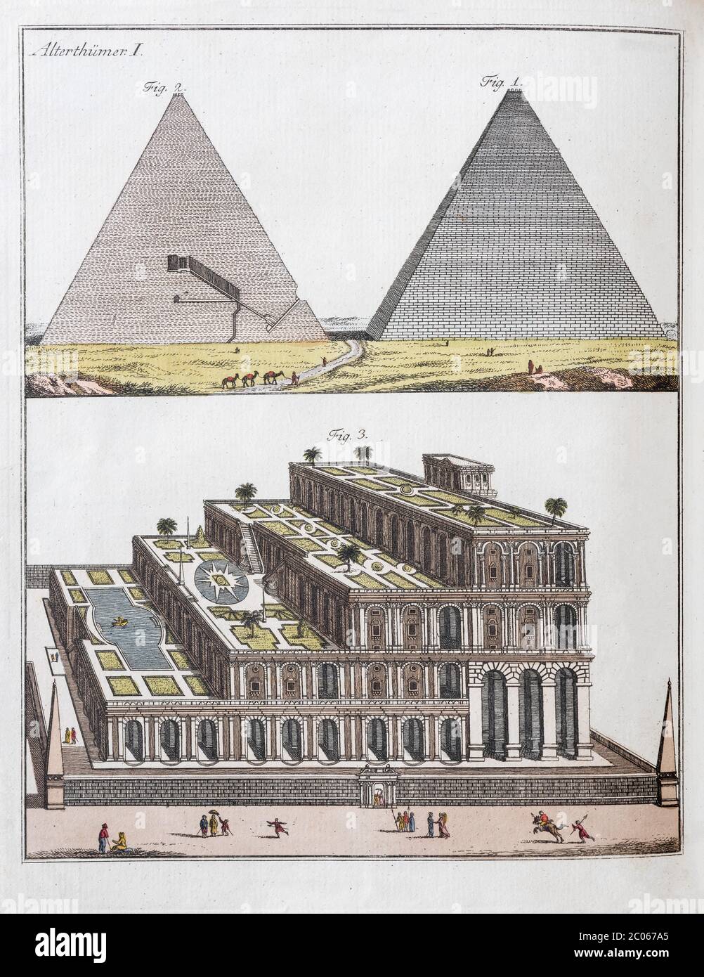 Egyptian Pyramids and Hanging Gardens of the Semiramis of Babylon ...
