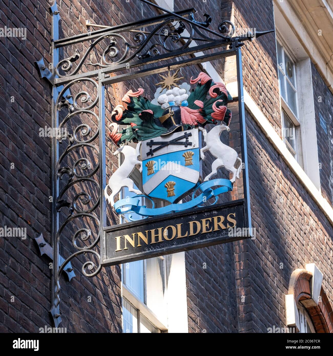 Sign for the lnnholders Hall livery company in College Street in the ...