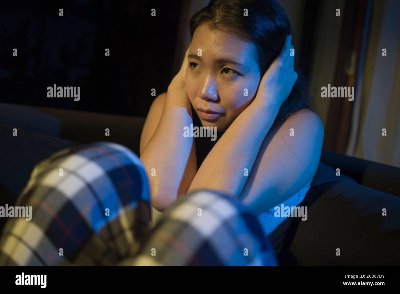 Asian girl suffering depression - sad and depressed Chinese woman ...