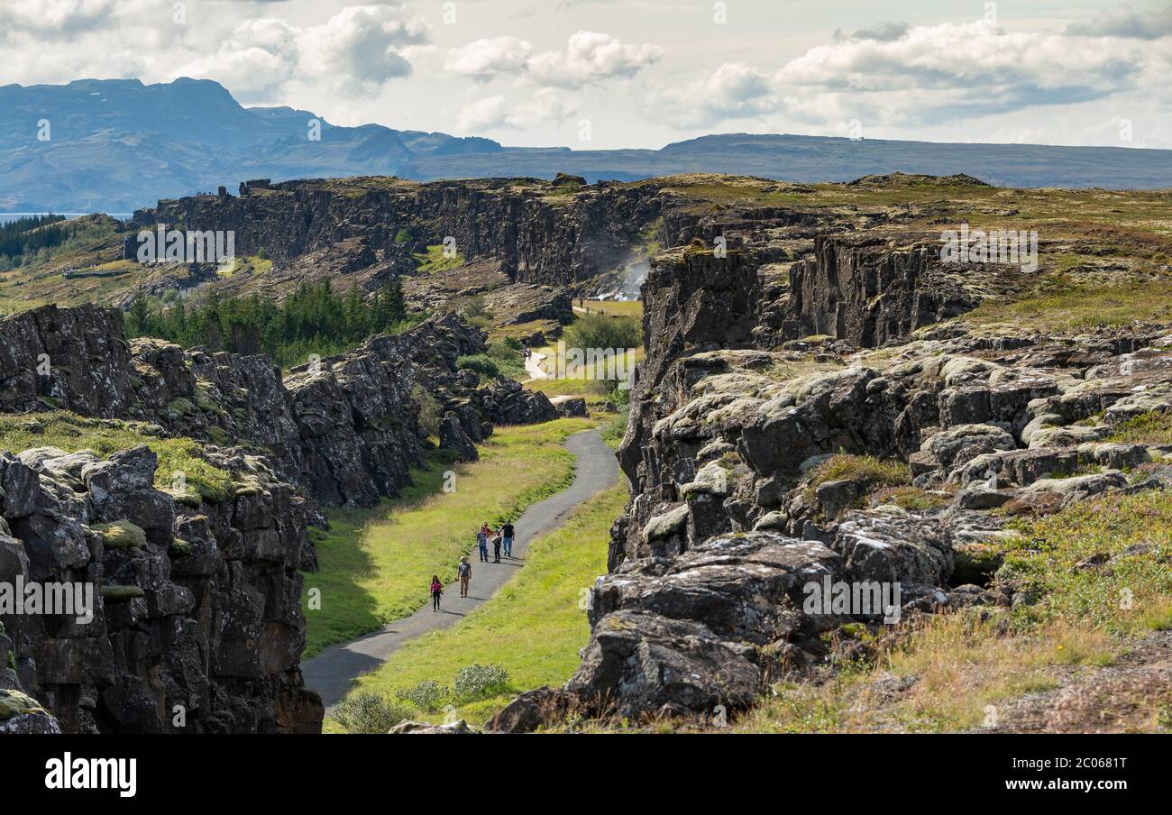 Rift valley or rift zone, Thingvellir, Pingvellir National Park ...