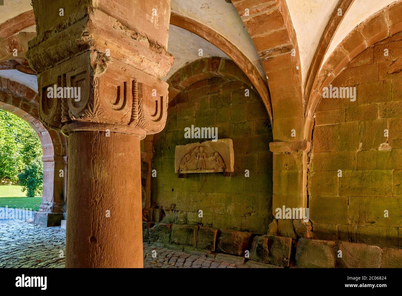 Columns and vaults in the gatehouse, entrance to the medieval castle ...