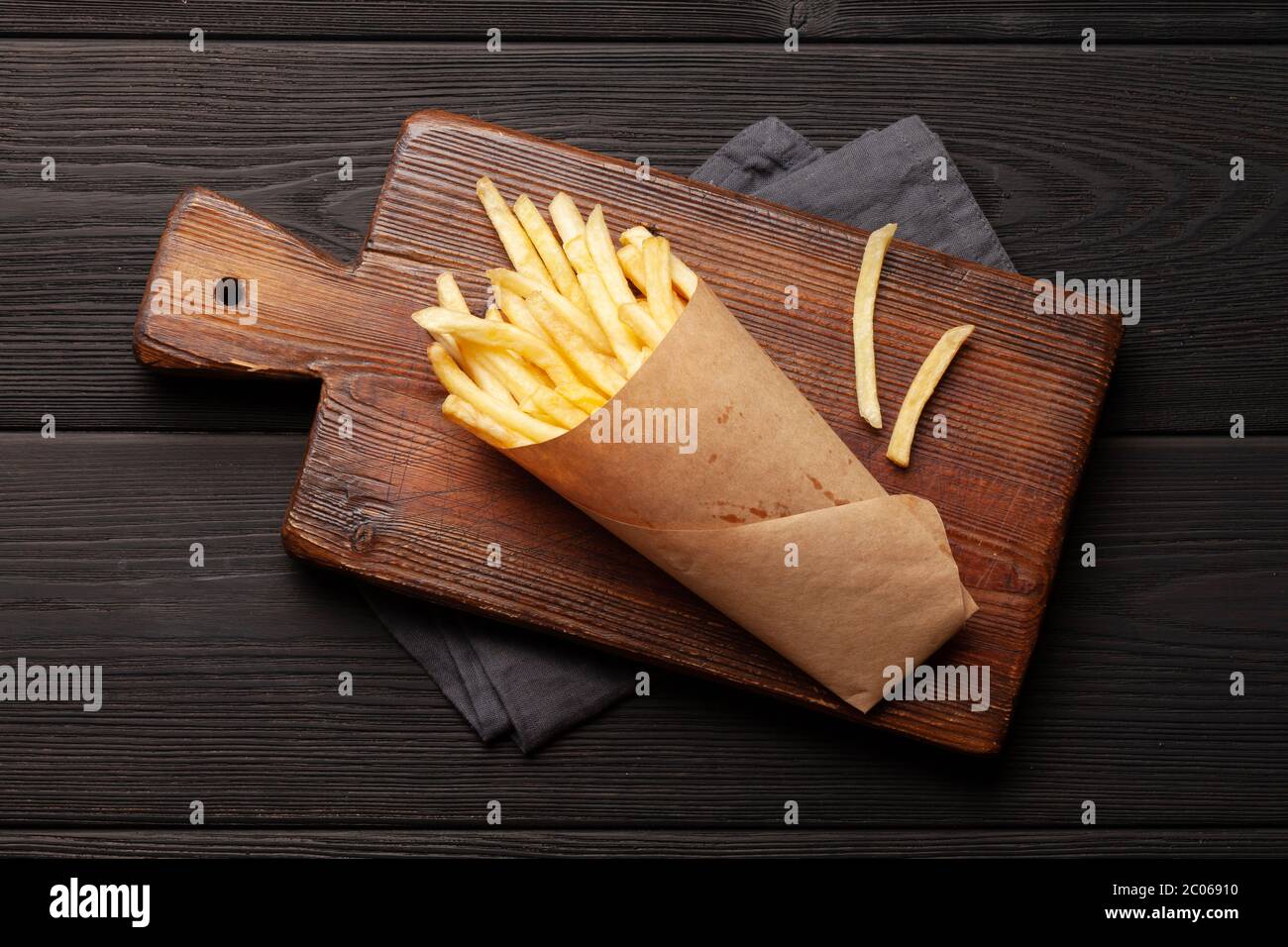 French crispy potato fries. Top view Stock Photo - Alamy