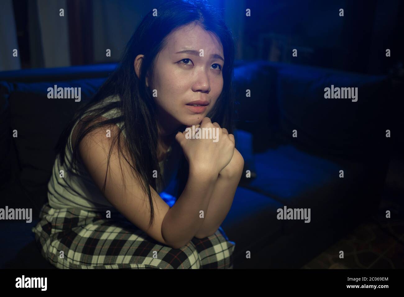 Asian girl suffering depression - sad and depressed Japanese woman ...