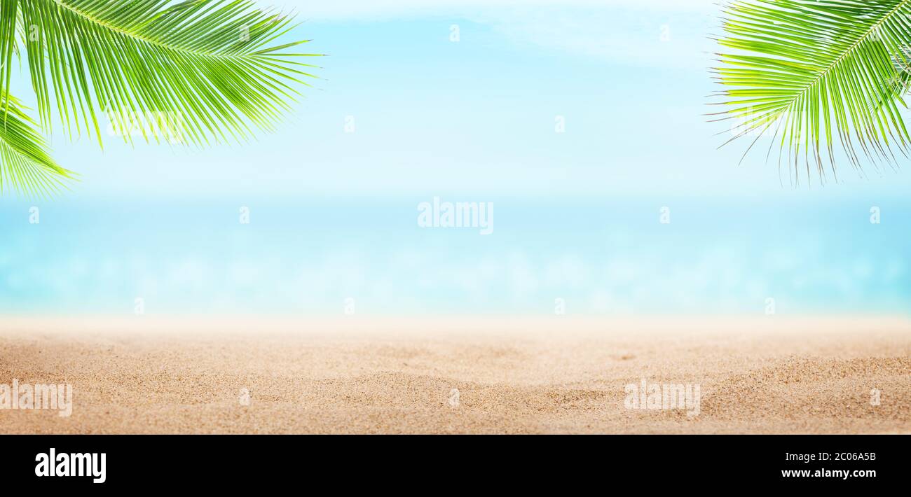 Summer tropical sea with sparkling waves, hot sand on the beach and ...