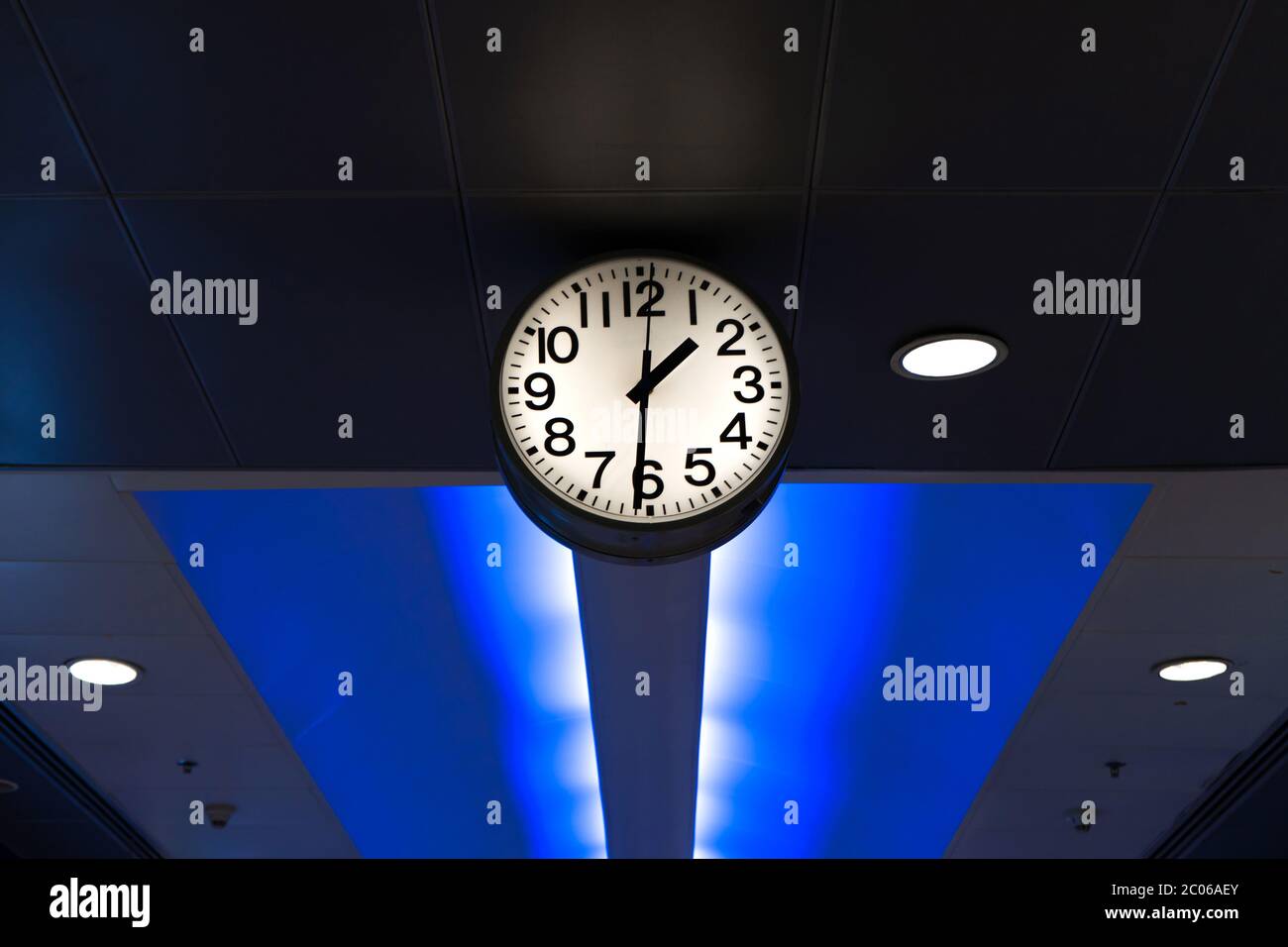 Modern street clock in a public place. Clock at the subway station ...
