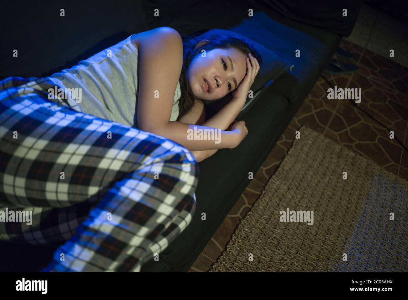 Asian girl suffering depression - sad and depressed Japanese woman ...
