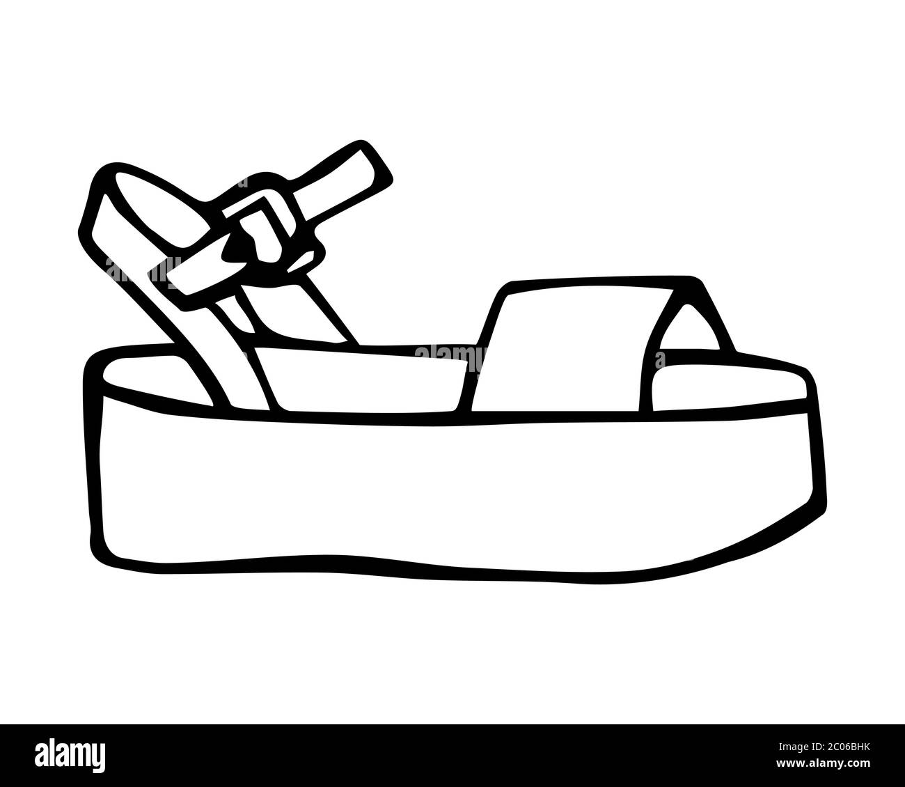 Doodle summer sandals hand drawn in line art style Stock Vector Image ...