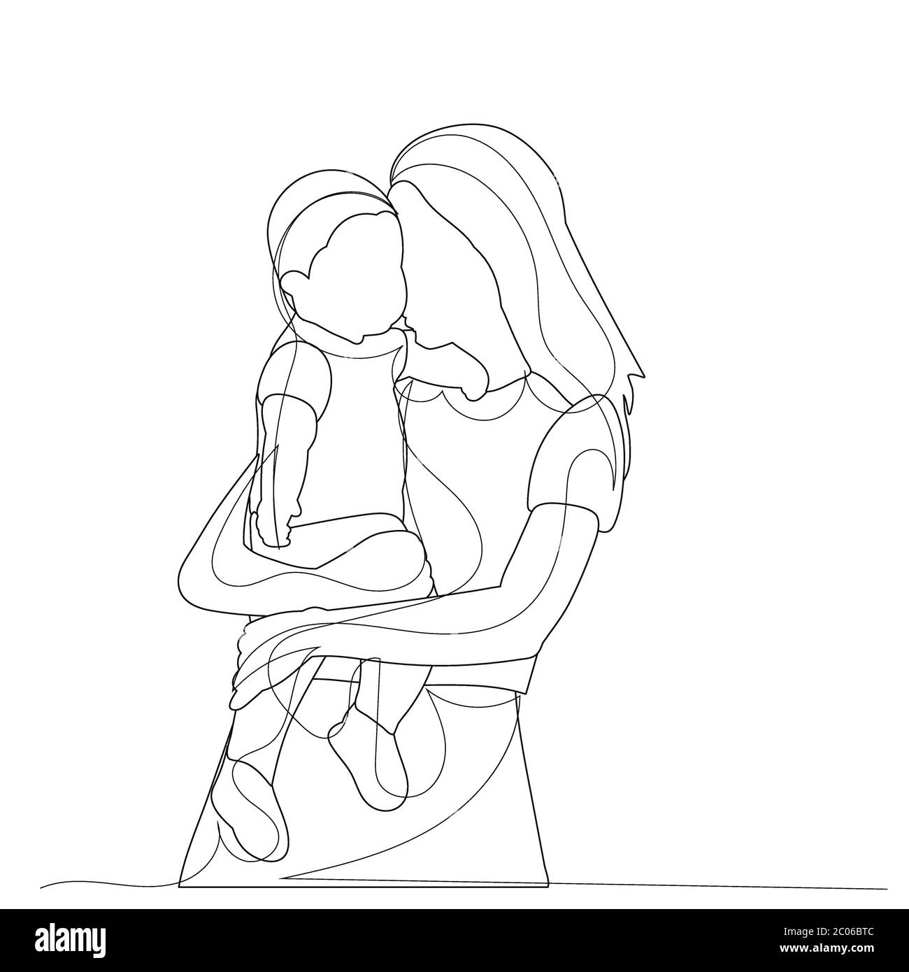 line drawing portrait of mother and baby Stock Vector Image & Art - Alamy