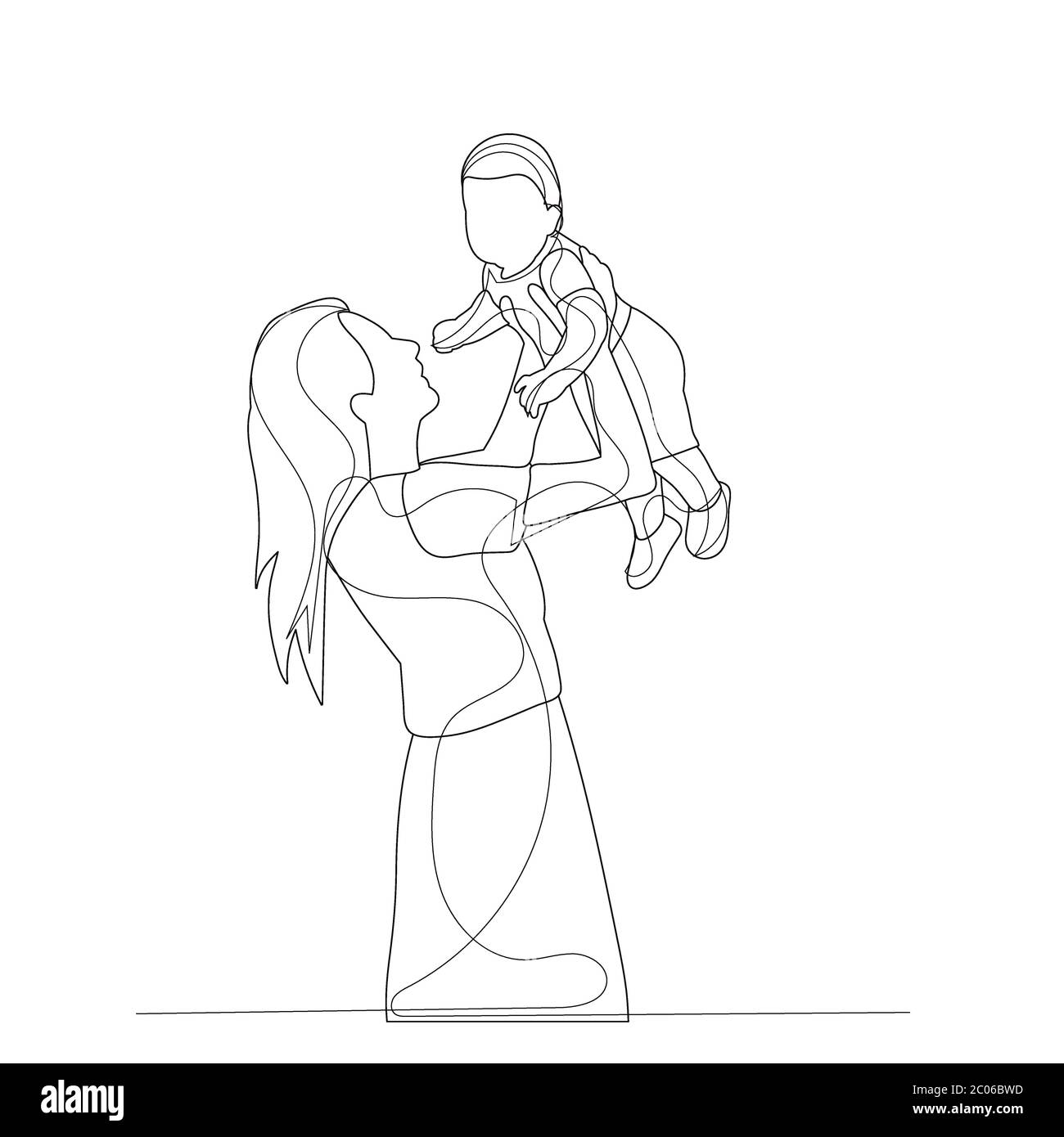 line drawing portrait of mother and baby Stock Vector Image & Art - Alamy