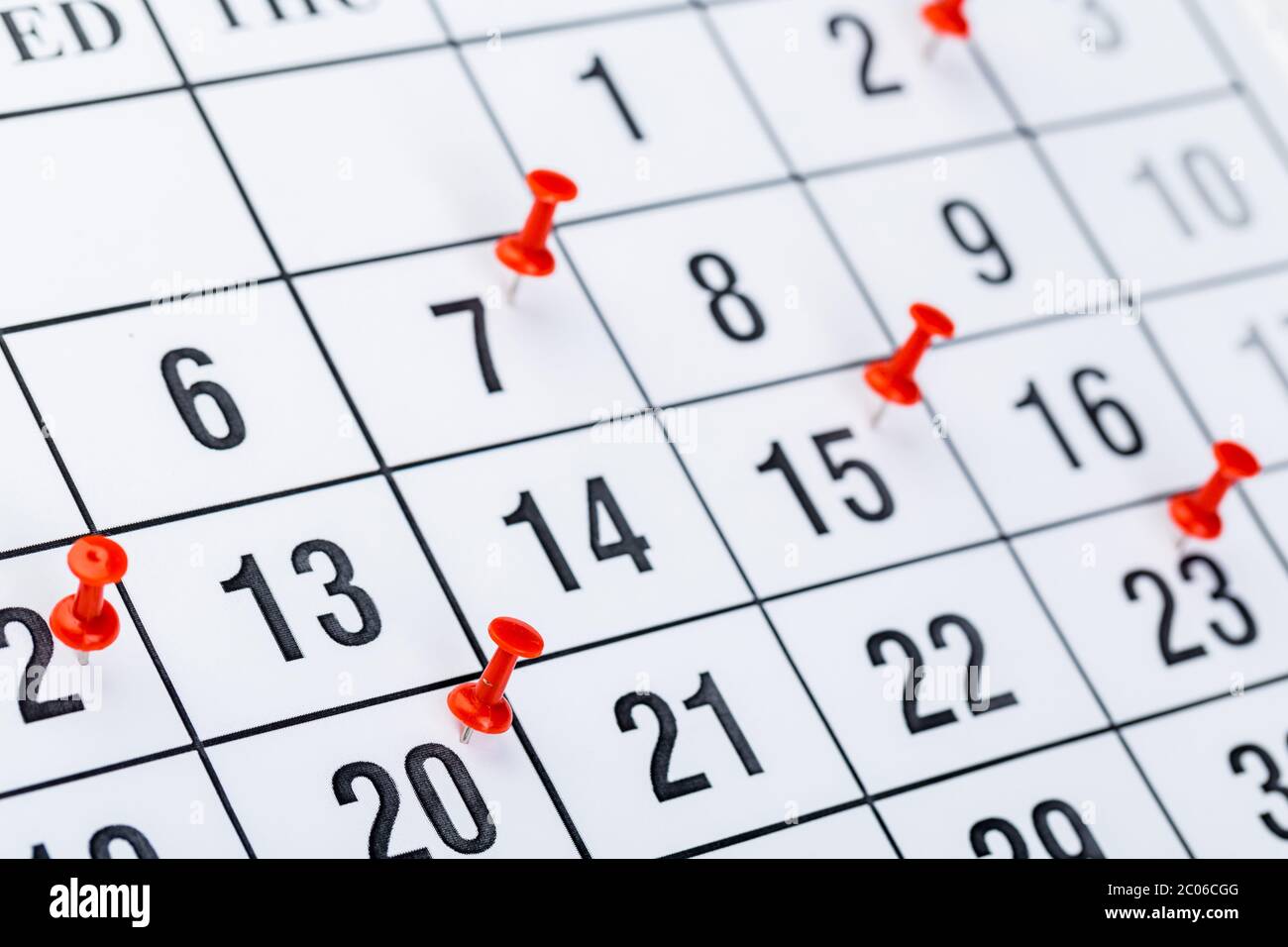 2020 calendar page marked with an important date in red pin. timeline ...