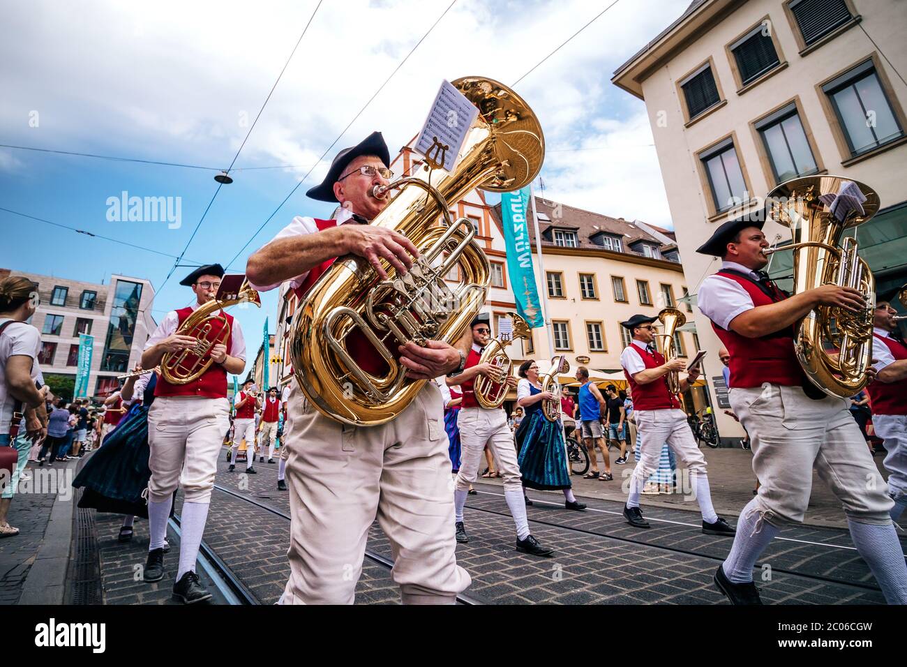 Brass musicians with tuba and traditional german baritone brass in ...