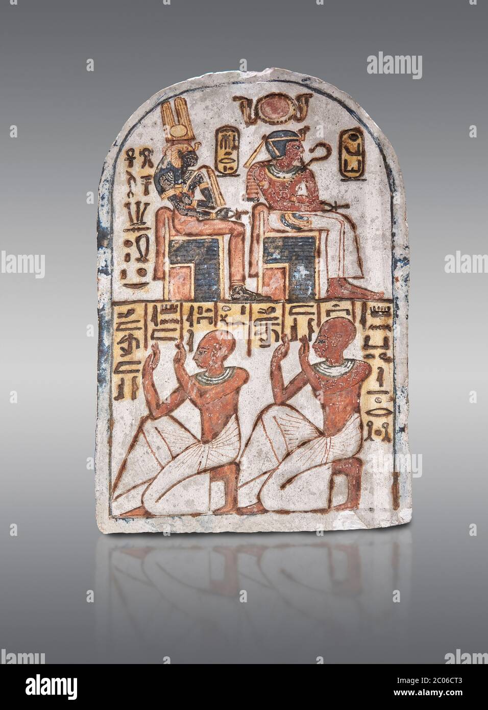 Ancient Egyptian Stele of Amenemope dedicated to Amenhotep I and Ahmose ...