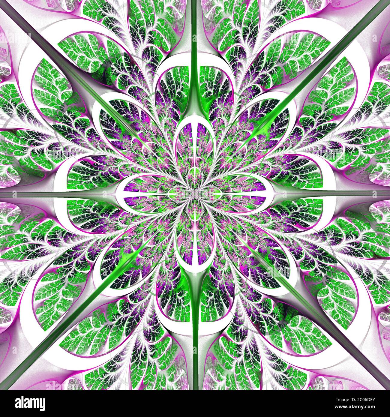 Symmetrical pattern of the leaves in purple and green. Collection ...