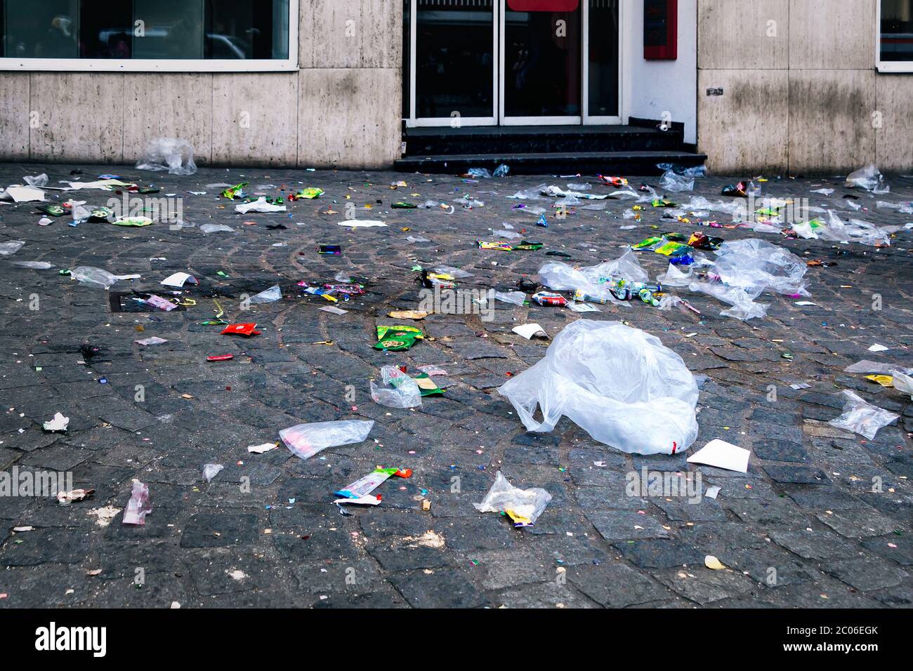 Empty bags, packagings, festival decorations and other garbage are ...