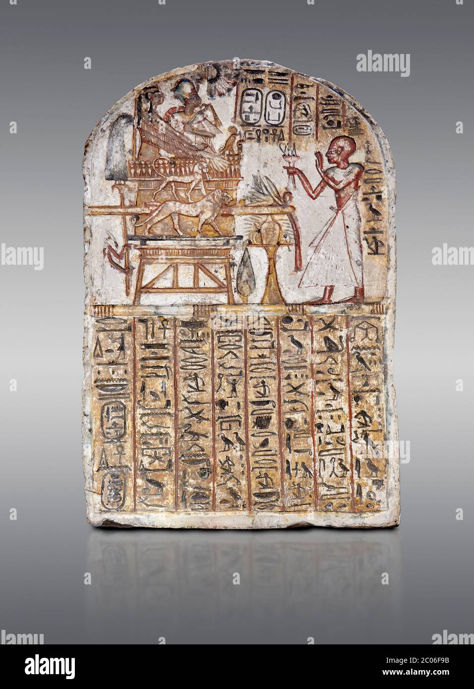 Ancient Egyptian Stele of Amenemope dedicated to Amenhotep I and Ahmose ...