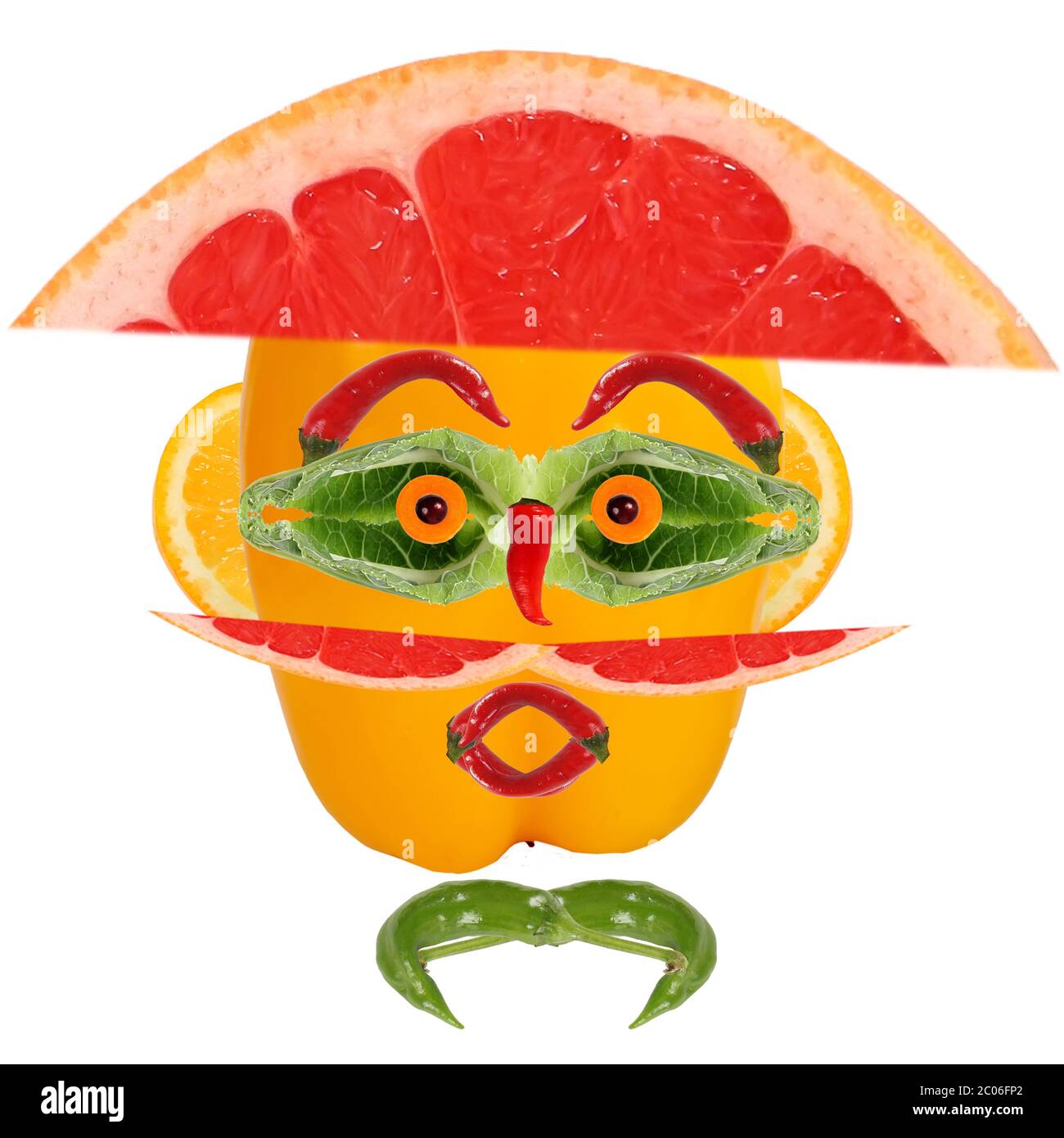 Man portrait in hat made of vegetables and fruits Stock Photo - Alamy