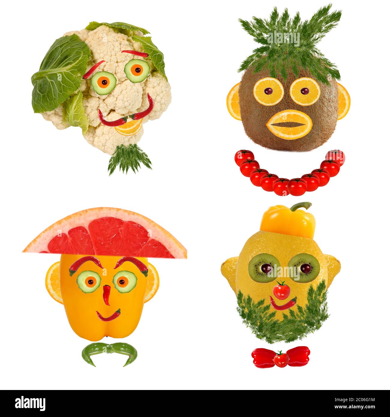 A creative set of food concepts. A few funny portraits from vegetables ...