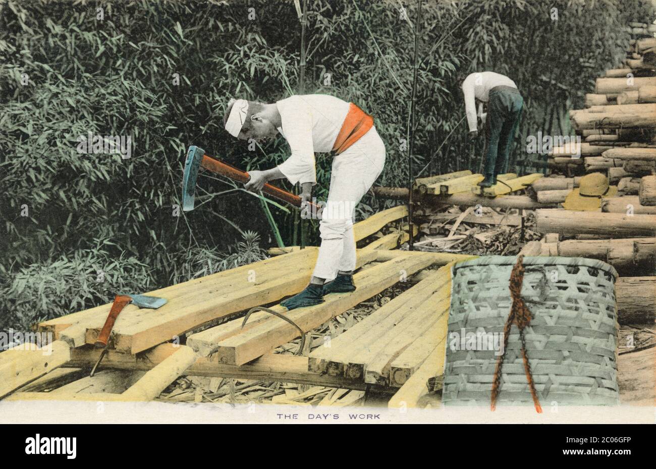 [ 1900s Japan - Japanese Carpenters ] — Two Japanese carpenters at work ...