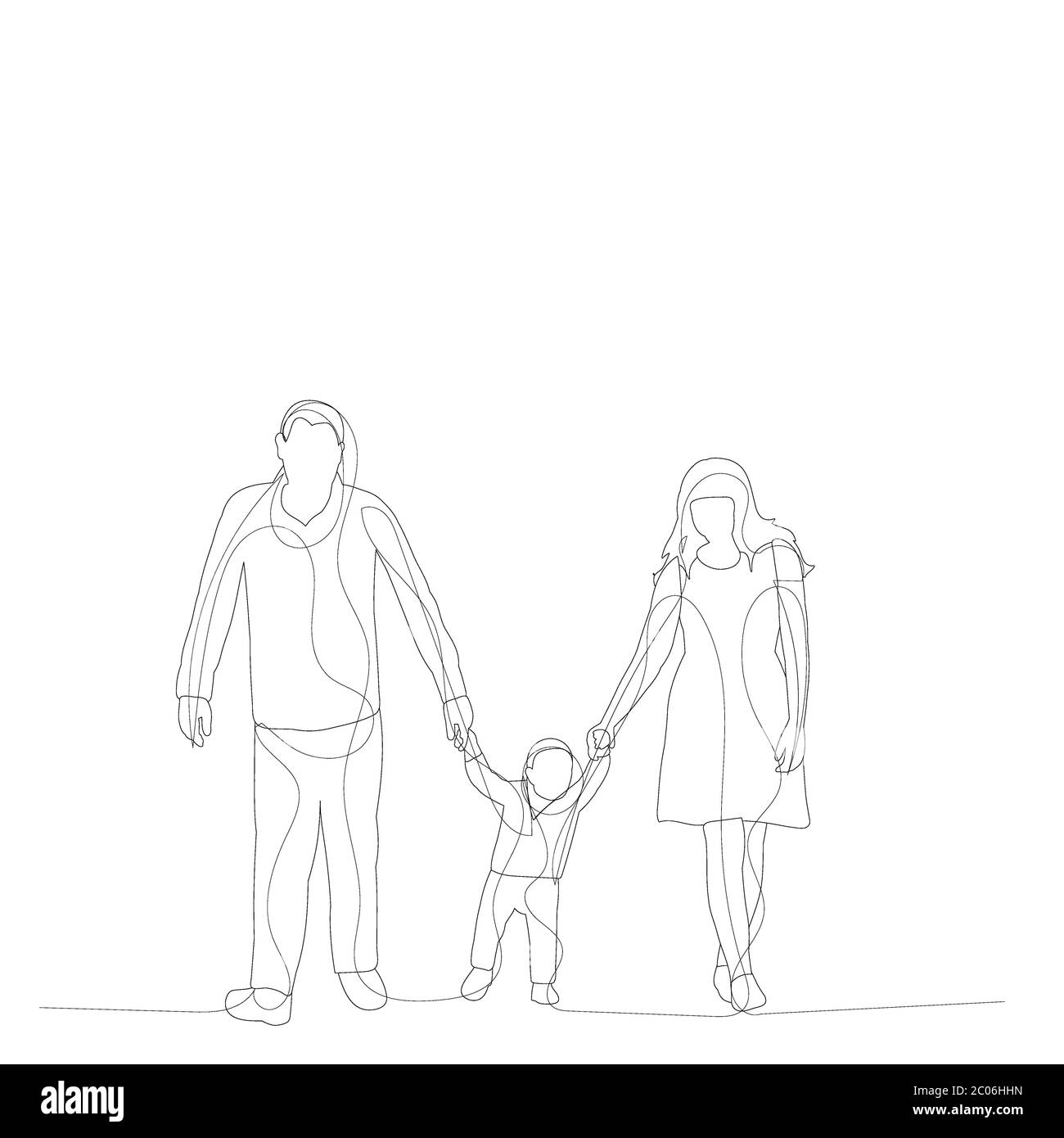 Family line drawing hi-res stock photography and images - Alamy