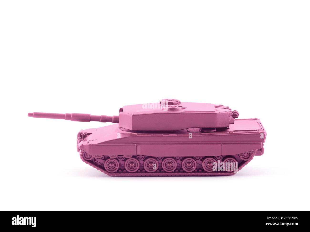 Pink tank toy miniature isolated on white background with clipping path ...