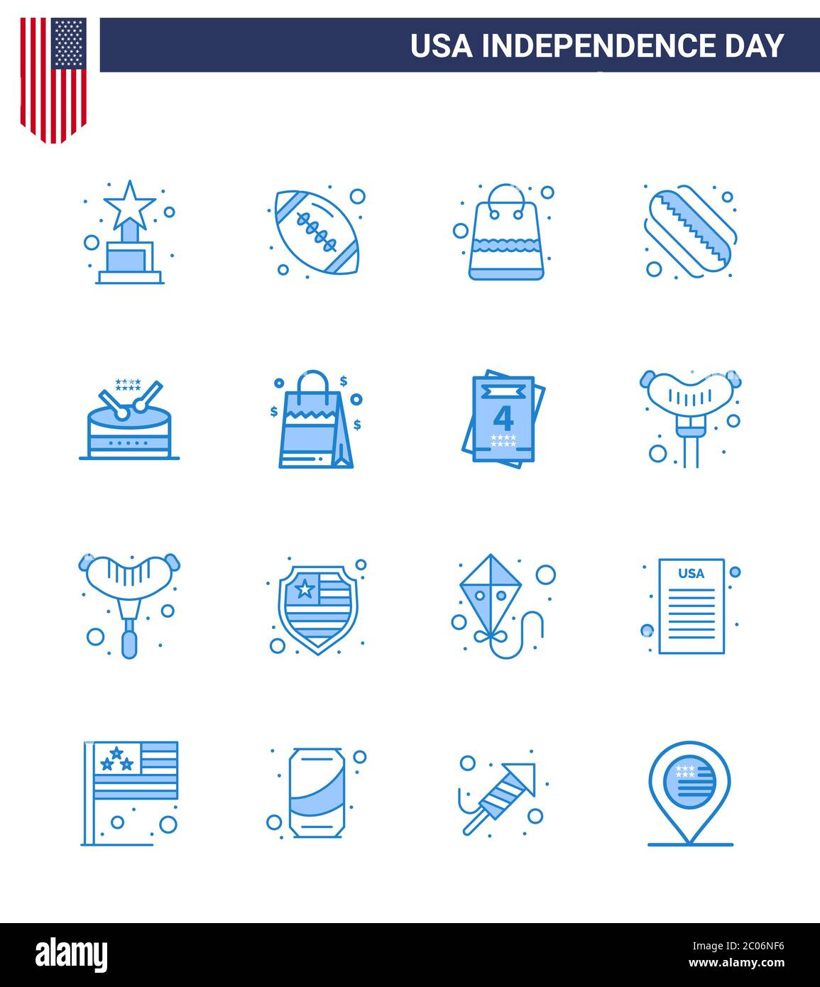 16 Creative USA Icons Modern Independence Signs and 4th July Symbols of ...