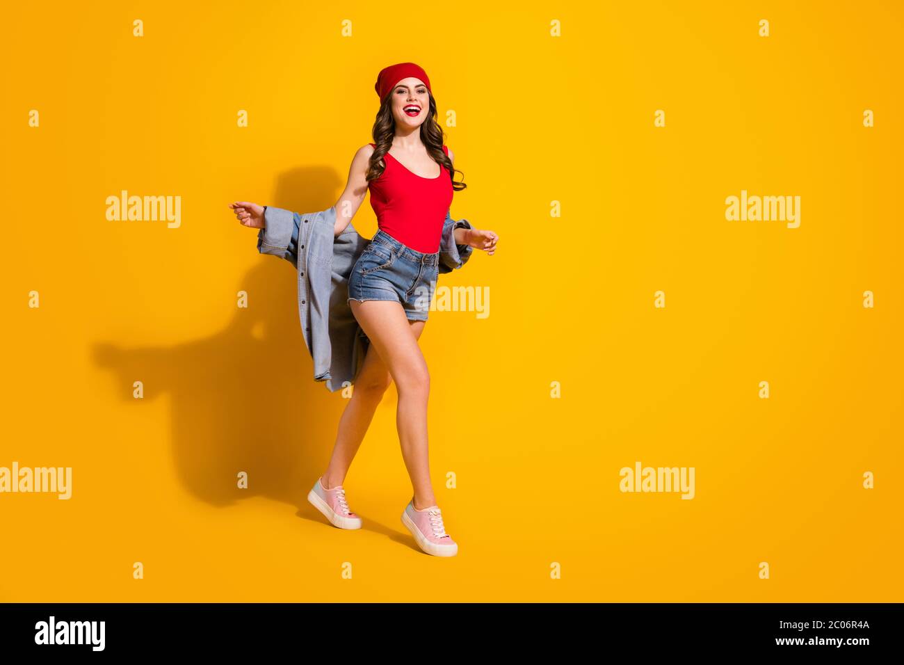 Full length body size view of her she nice-looking attractive slender ...
