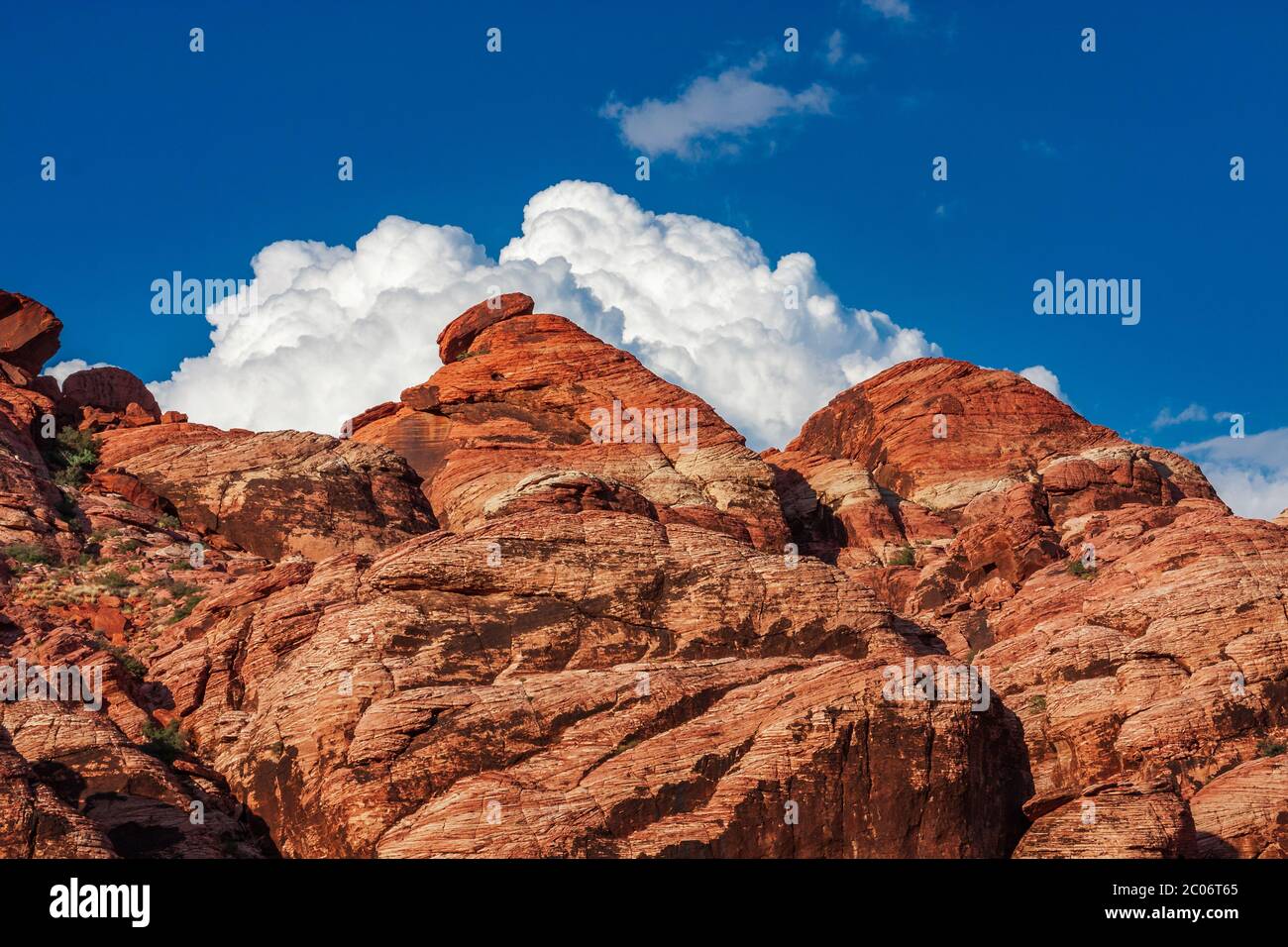 Red Rock Canyon boulders with clouds near Las Vegas, Nevada Stock Photo ...