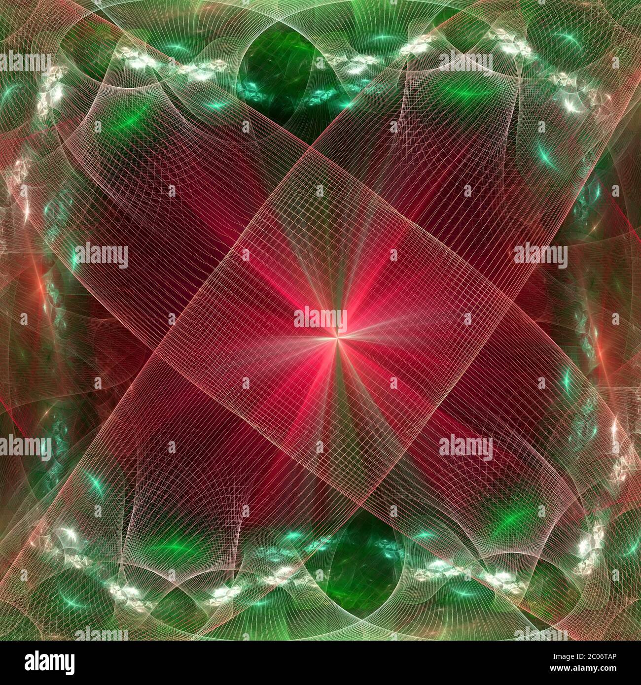 Pattern from a grid and bright glowing lights. Computer generated ...
