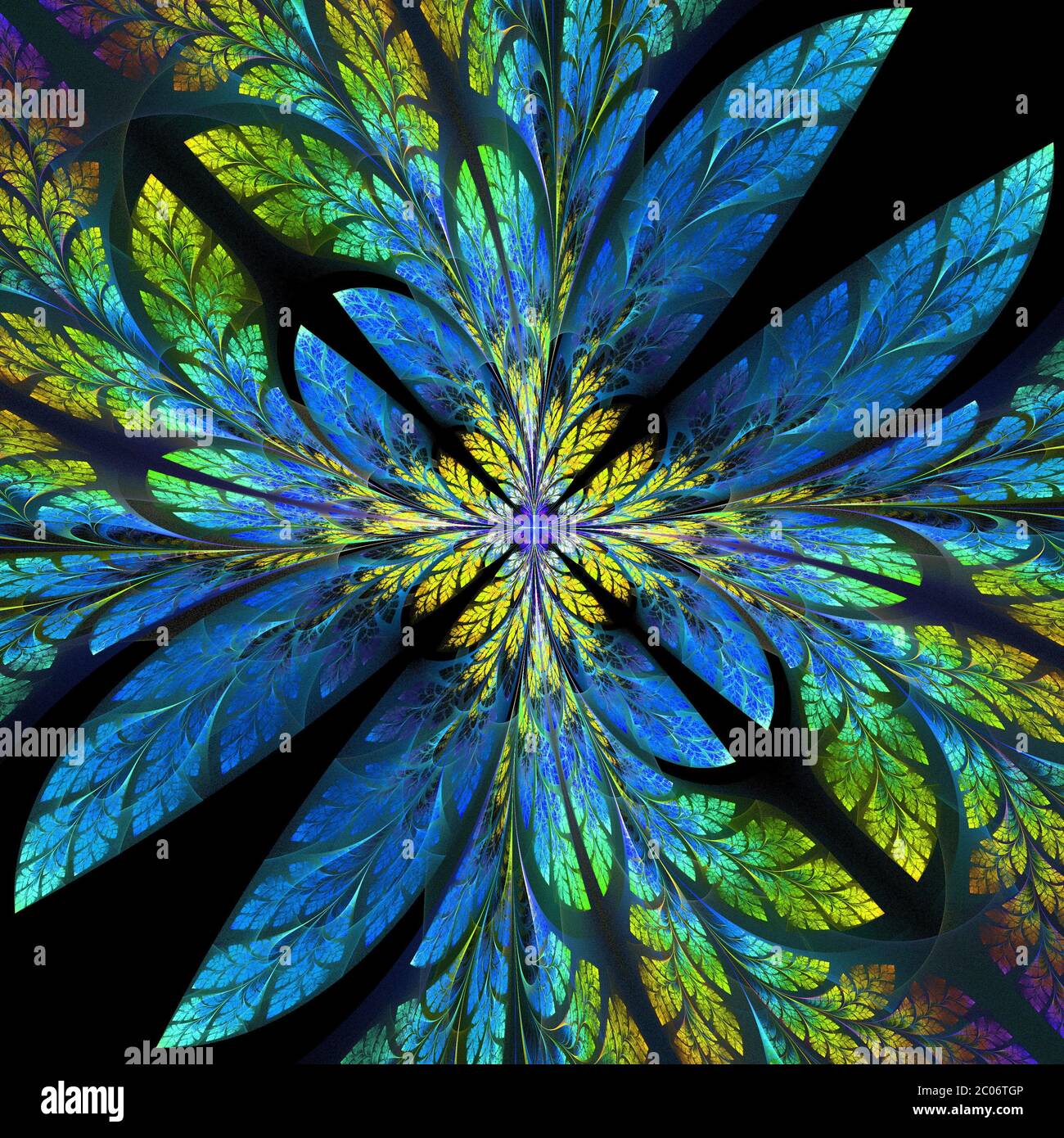 Diagonal symmetrical pattern of the leaves in blue. Collection - tree ...