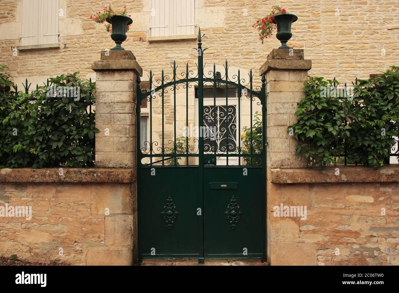 Entrance gate, Burgundy, France Stock Photo - Alamy