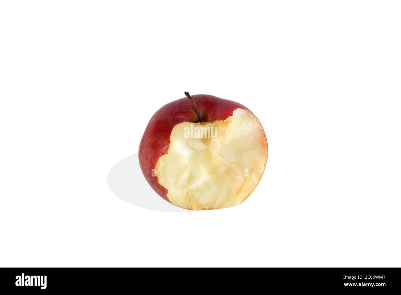 Red bitten off apple isolated on white background Stock Photo - Alamy