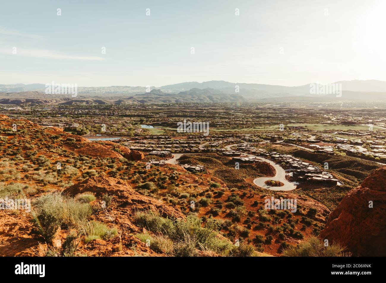 desert landscape surrounding the suburbs of St. George Utah Stock Photo ...