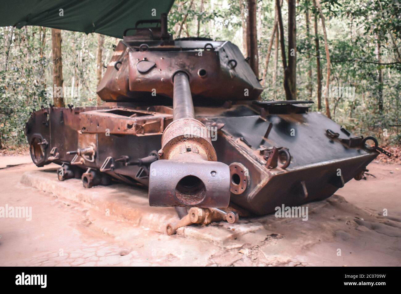The destroyed American tank in the Cu Chi area in South Vietnam Stock ...