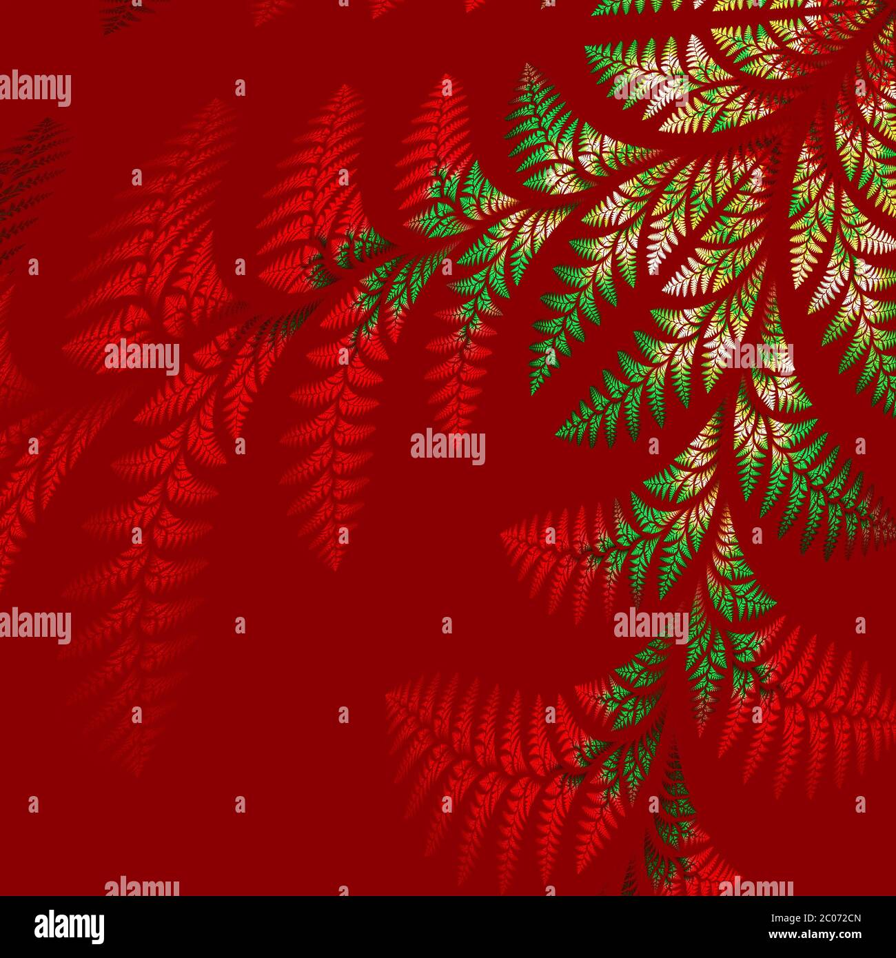 Asymmetrical pattern of the leaves in red and green. Computer generated ...