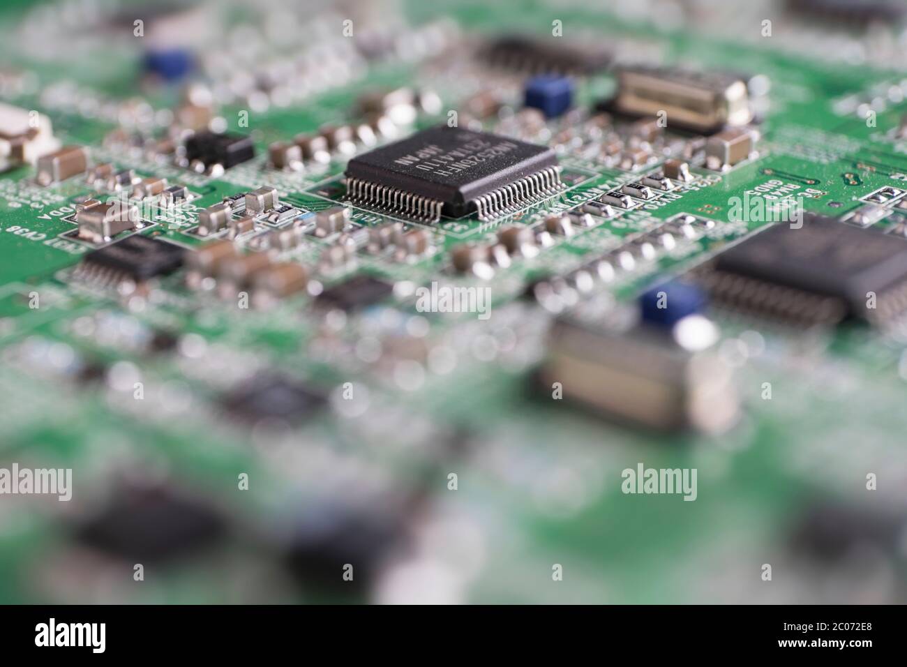 Detail of an electronic printed circuit board with many electrical ...