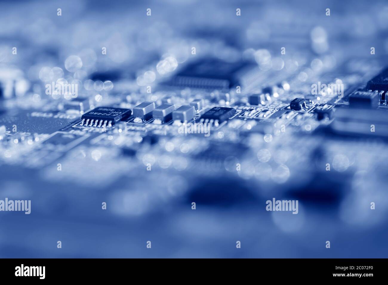 Detail of an electronic printed circuit board with many electrical ...