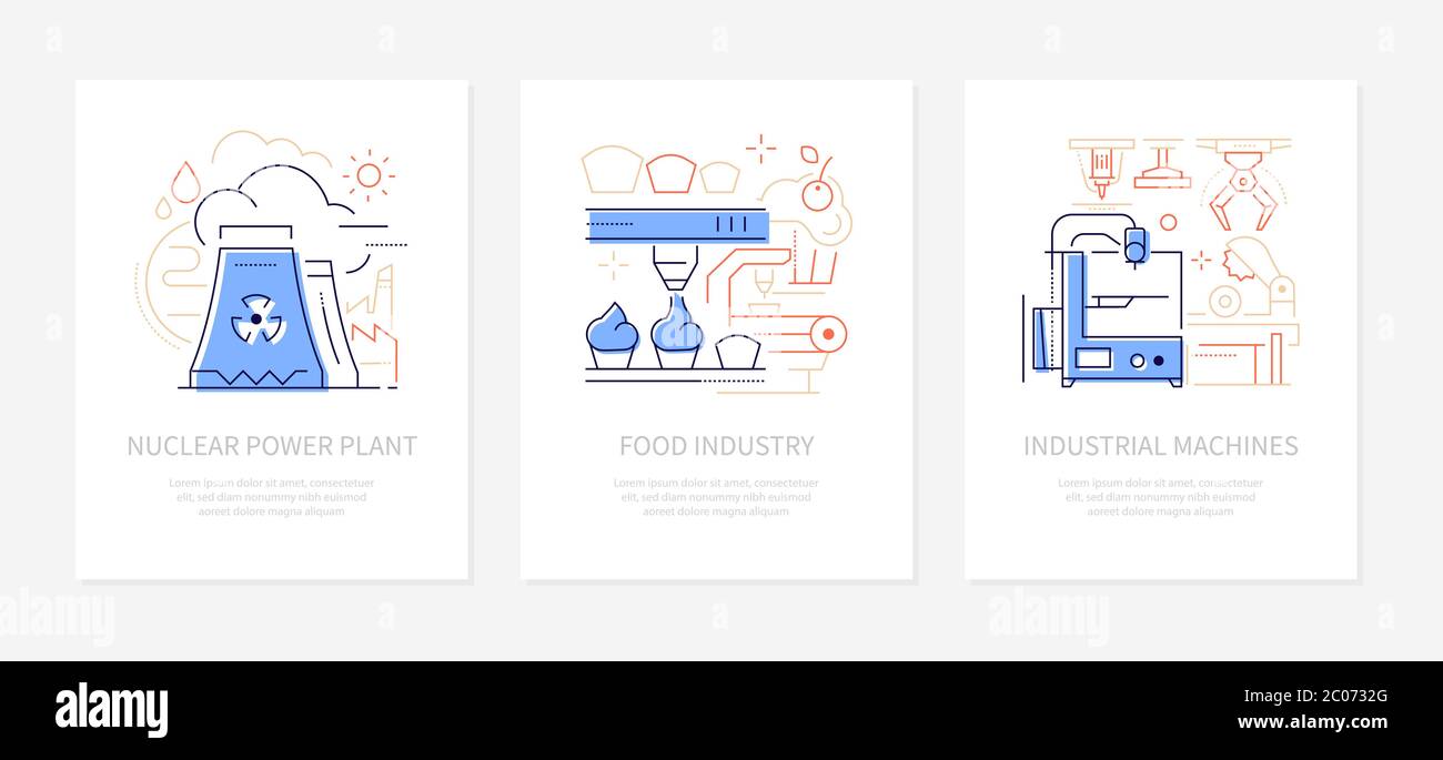 Manufacturing concept - line design style banners set Stock Vector ...