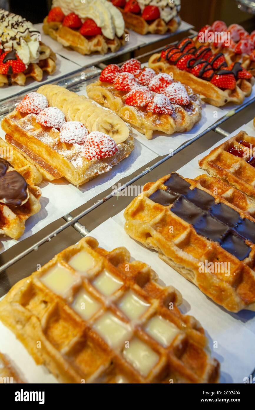 Waffle Shop, Brussels, Belgium, Europe Stock Photo - Alamy