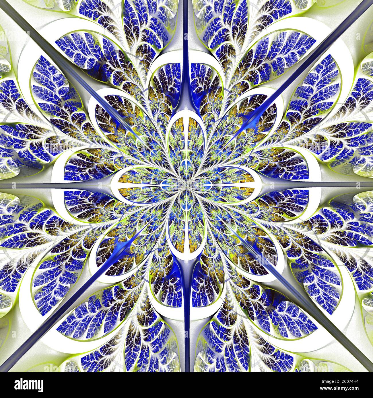 Symmetrical pattern of the leaves in blue and gray. Collection - tree ...