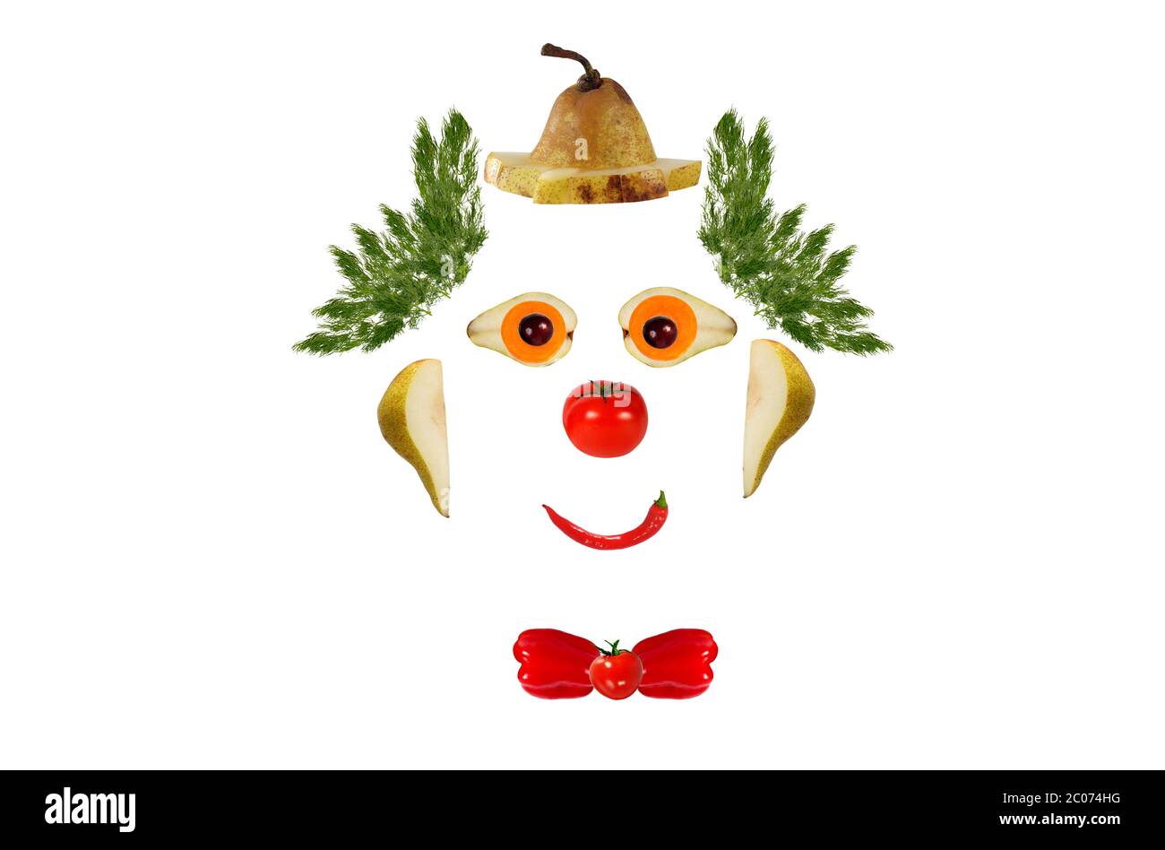 Healthy eating. Funny face made of vegetables and fruits Stock Photo ...