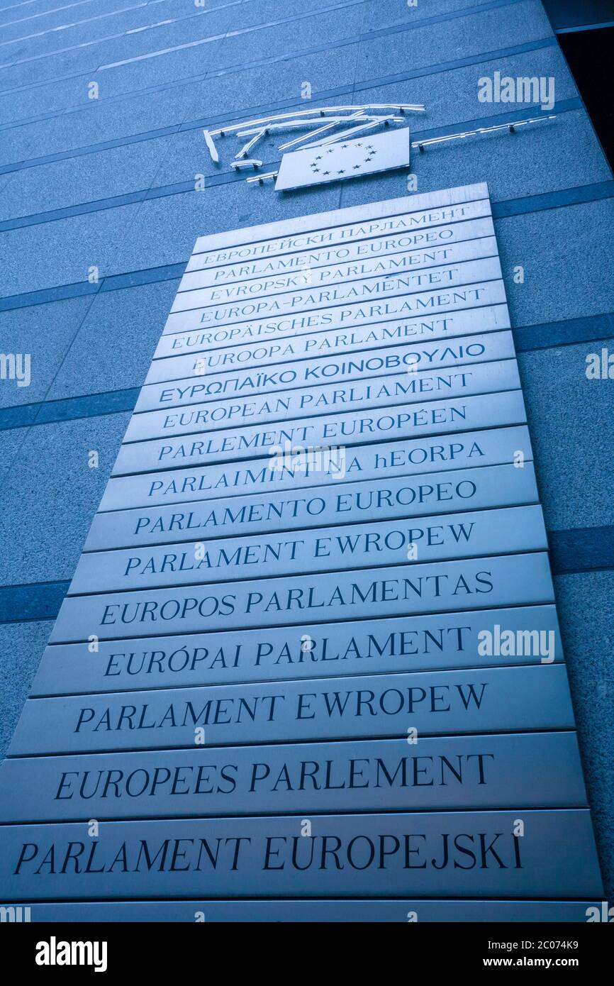 European Parliament Signage, Brussels, Belgium, Europe Stock Photo - Alamy