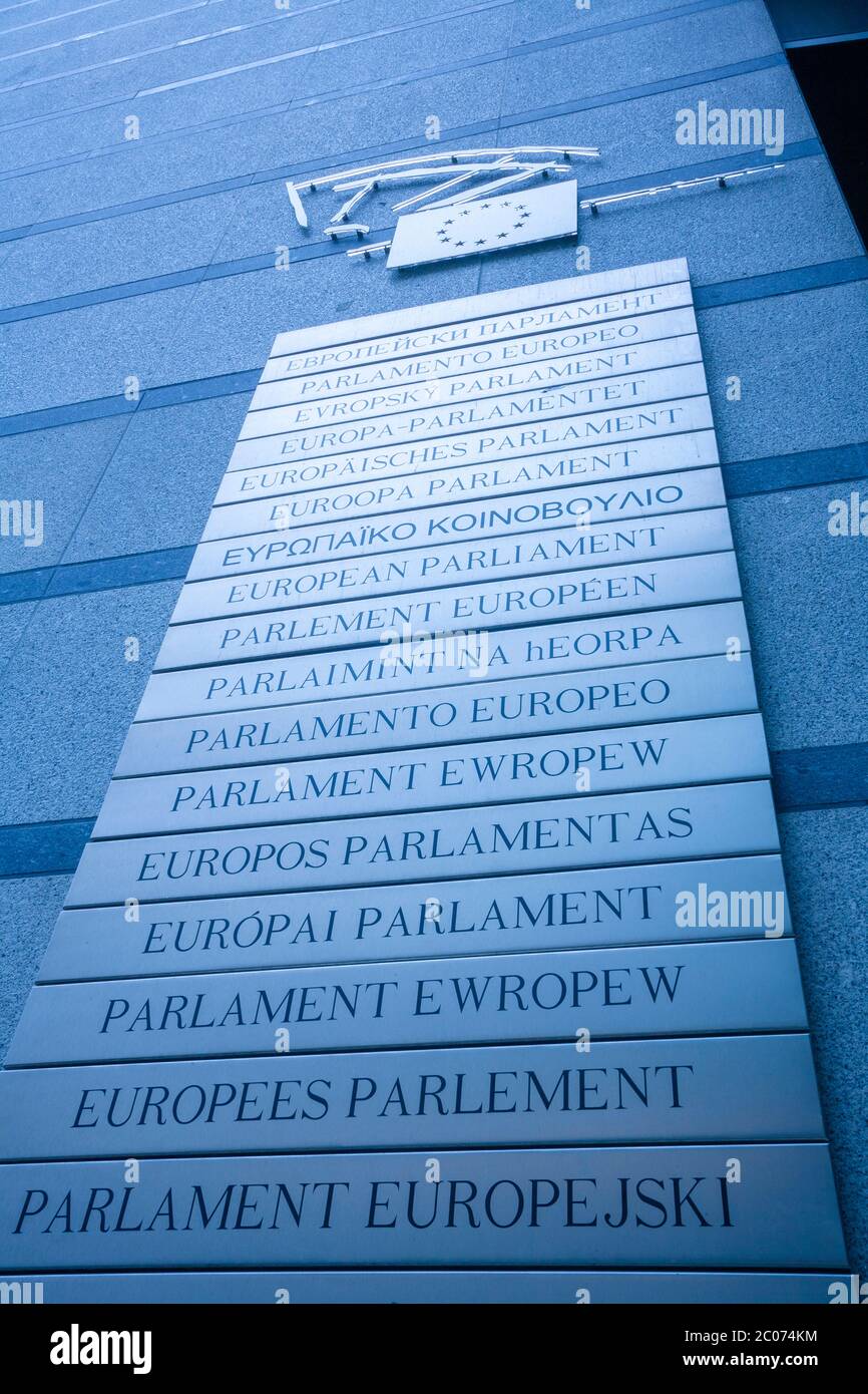 European Parliament Signage, Brussels, Belgium, Europe Stock Photo - Alamy