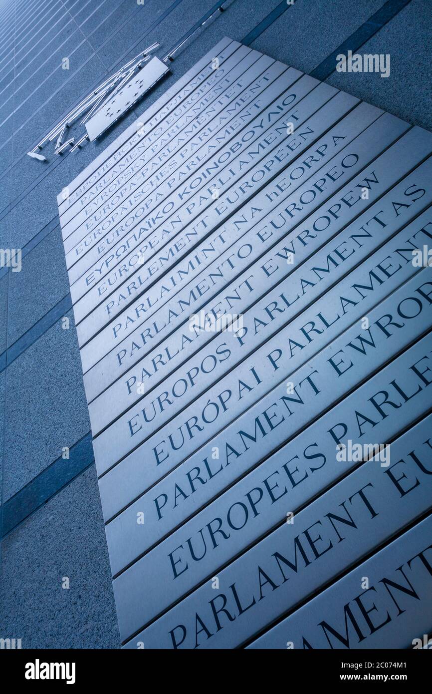 European Parliament Signage, Brussels, Belgium, Europe Stock Photo - Alamy