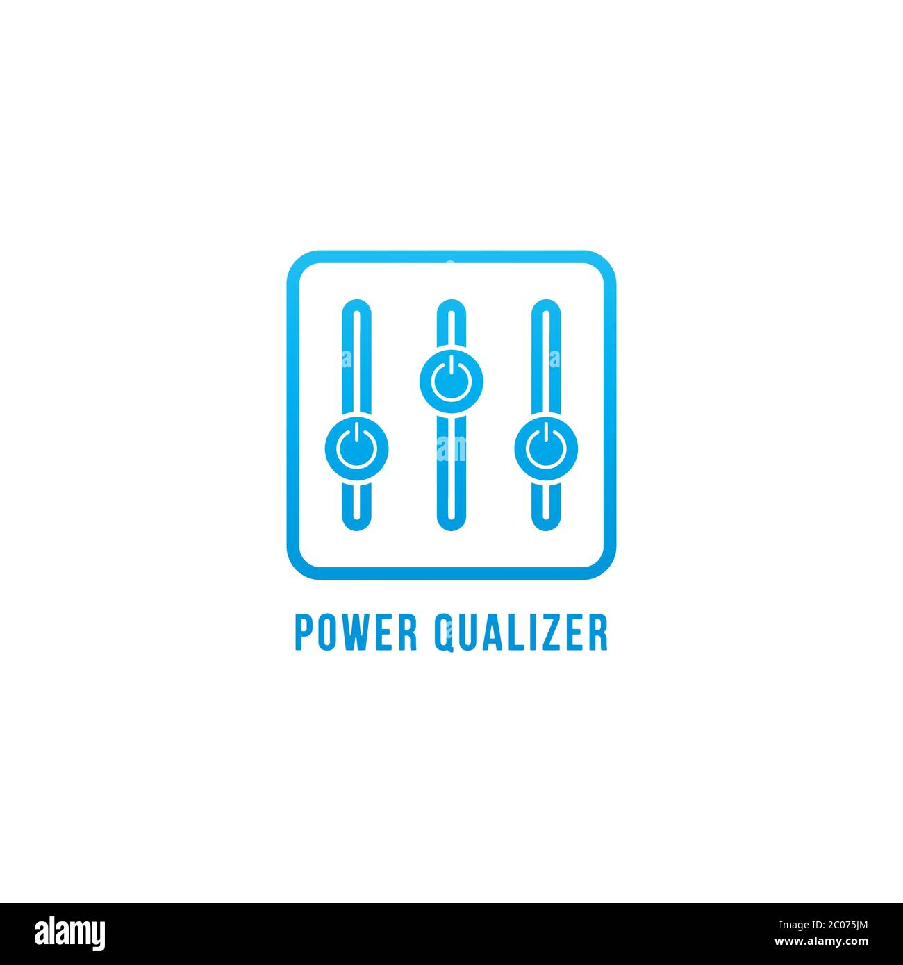 Power Equalizer logo design template. Blue Power Button and equalizer ...