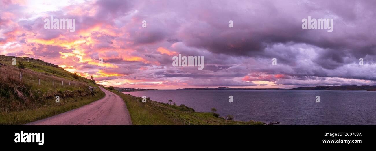 Sunset across Loch Ewe from the southern side, by the B8057, Wester ...