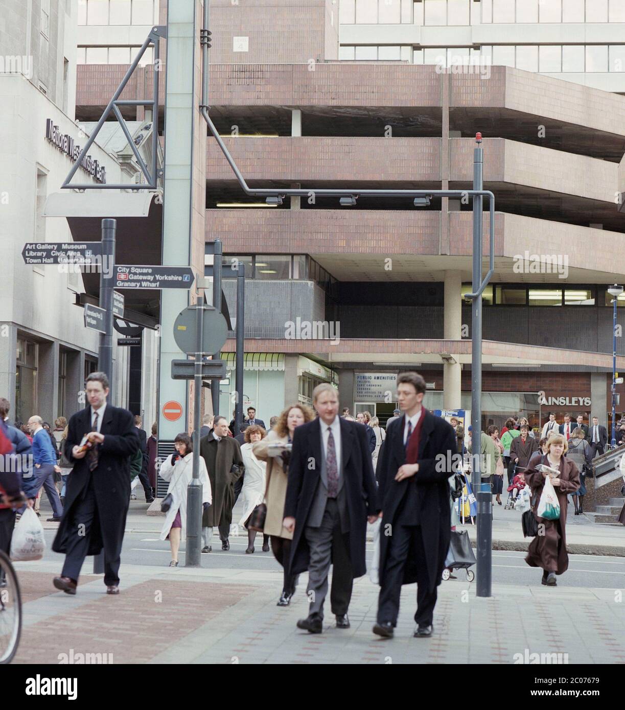Leeds city centre busy with office workers, in 1996. West Yorkshire ...